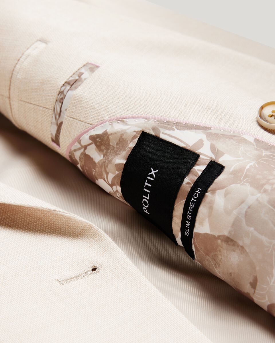 Slim Stretch Double Breasted Tailored Jacket - Natural | Politix