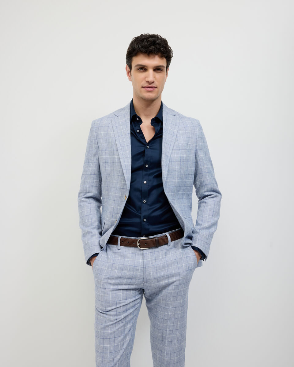 Windowpane Check Tailored Jacket - Blue - Windowpane Check Tailored ...